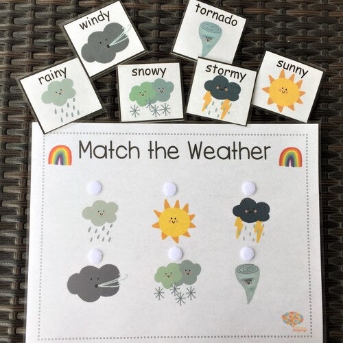 Weather Matching Game for Kids Weather Worksheet Printable - Etsy