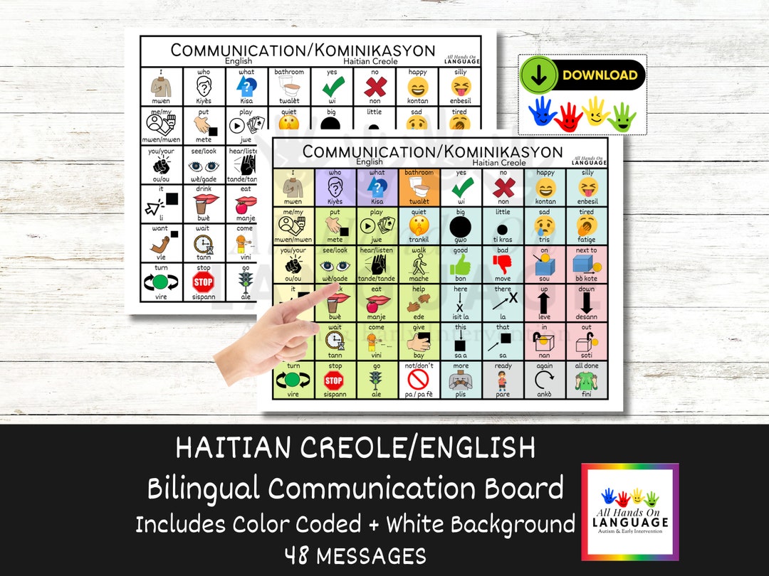 Bilingual Haitian Creole English Communication Board 48 - Etsy UK