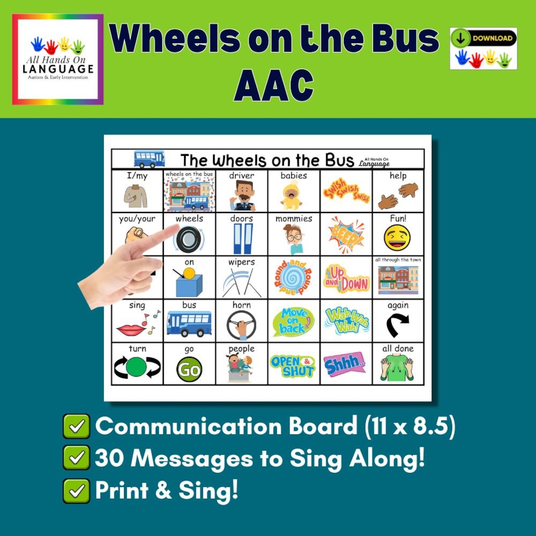 Wheels on the Bus Communication Board: Aided Language, AAC, Autism (PDF ...