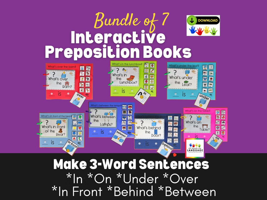 BUNDLE of 7 Preposition Interactive Books With Simple Sentence ...