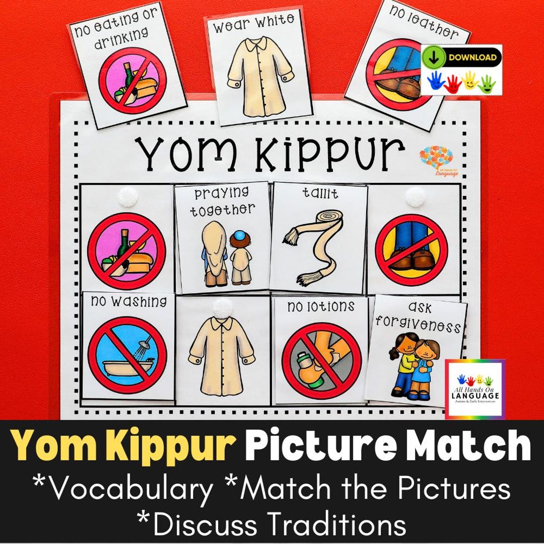 Yom Kippur Matching Activity: Jewish Holiday Traditions (printable PDF ...