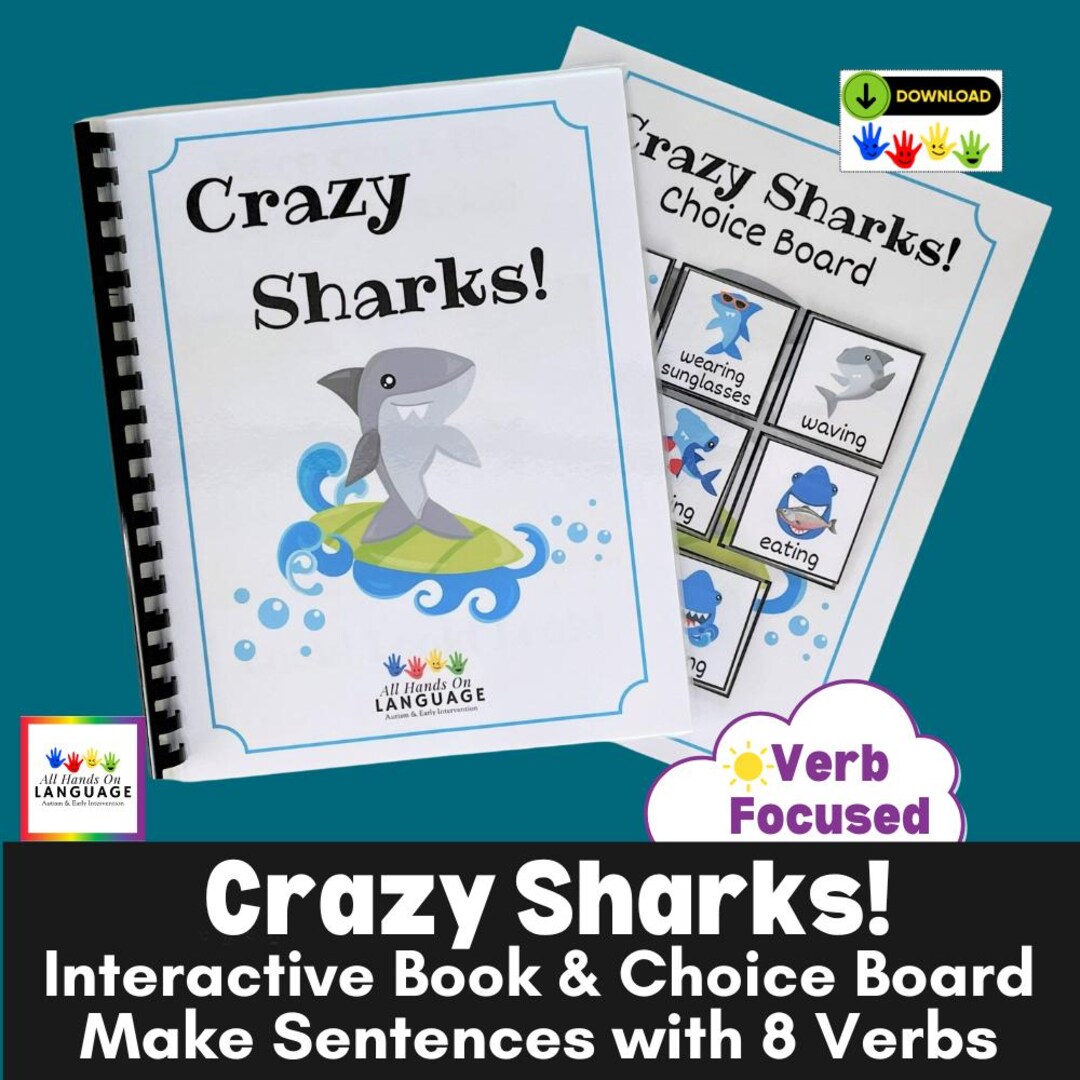 Crazy Sharks Interactive Book: Sentence Building & Choice Board, Speech ...