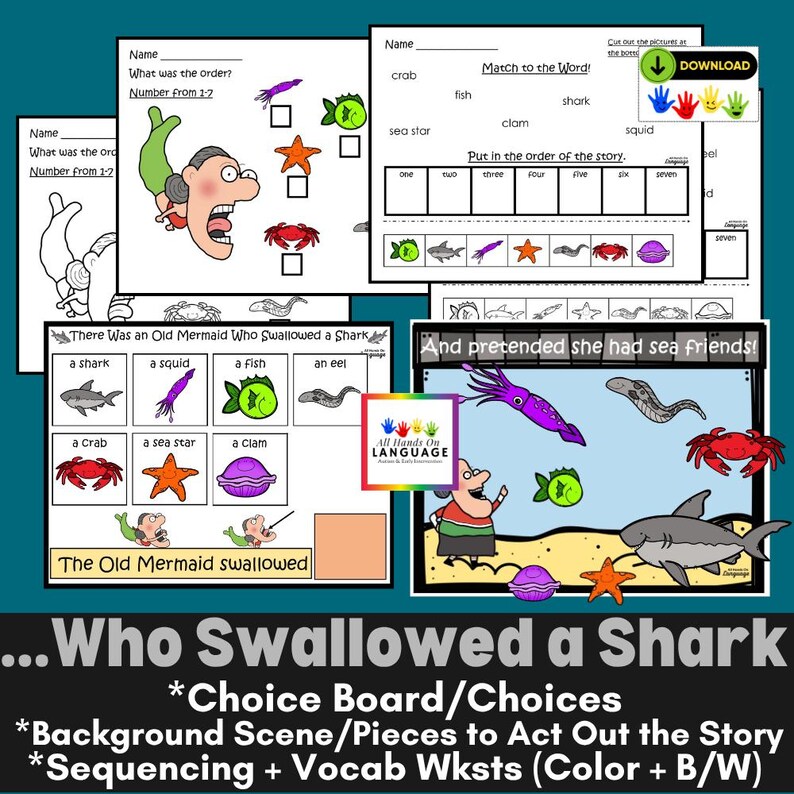 Mermaid Swallowed a Shark Story Companion: Sequencing & Retell ...