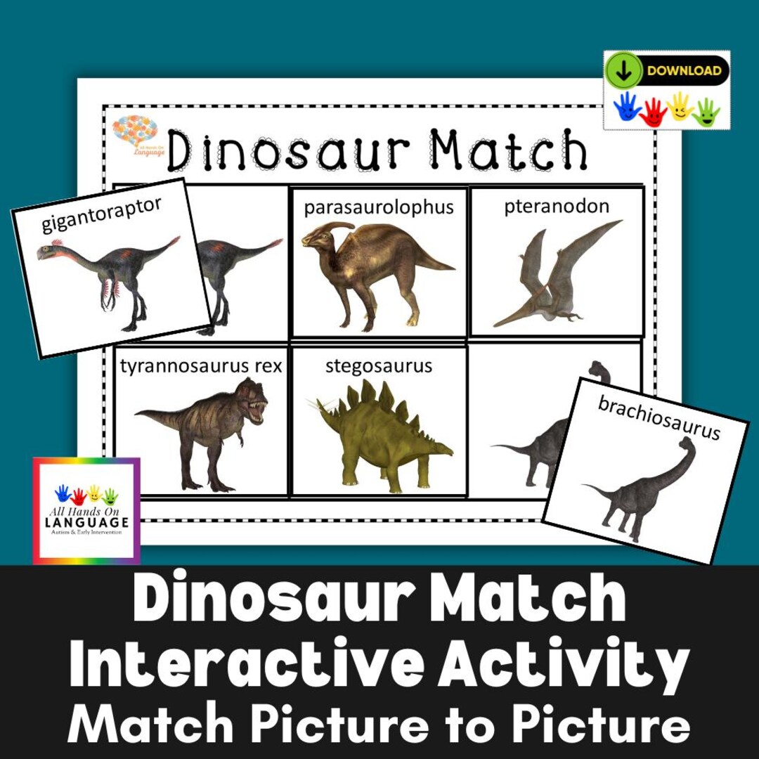 Dinosaur Matching Game: Realistic Graphics, Hands-on Activity (PDF ...