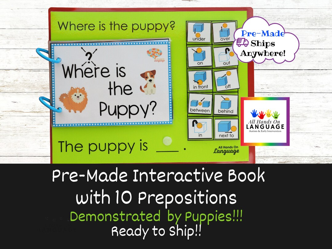 Pre-made Where's the Puppy Interactive Preposition Book Sentence ...