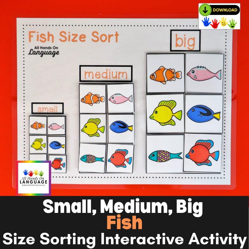 Fish Size Sorting Activity: Preschool Printable (PDF) - Etsy
