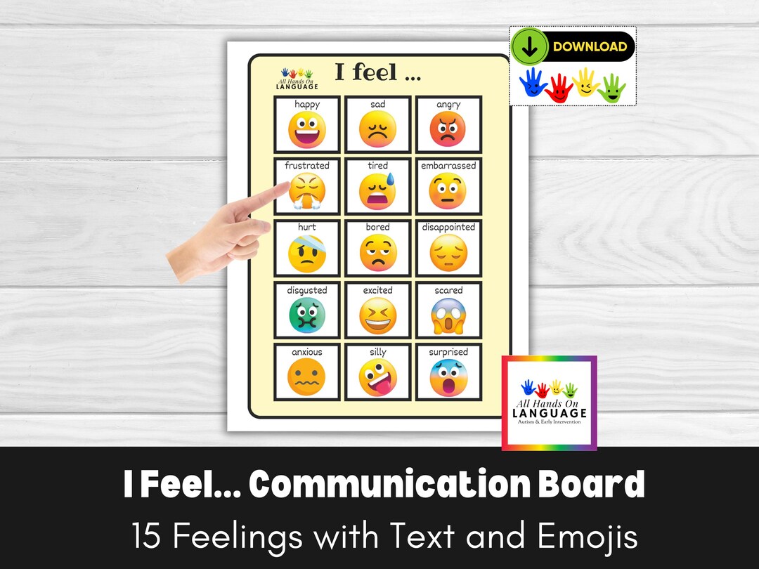 I Feel... Communication Board- 15 Emojis Expressing Feelings, AAC ...