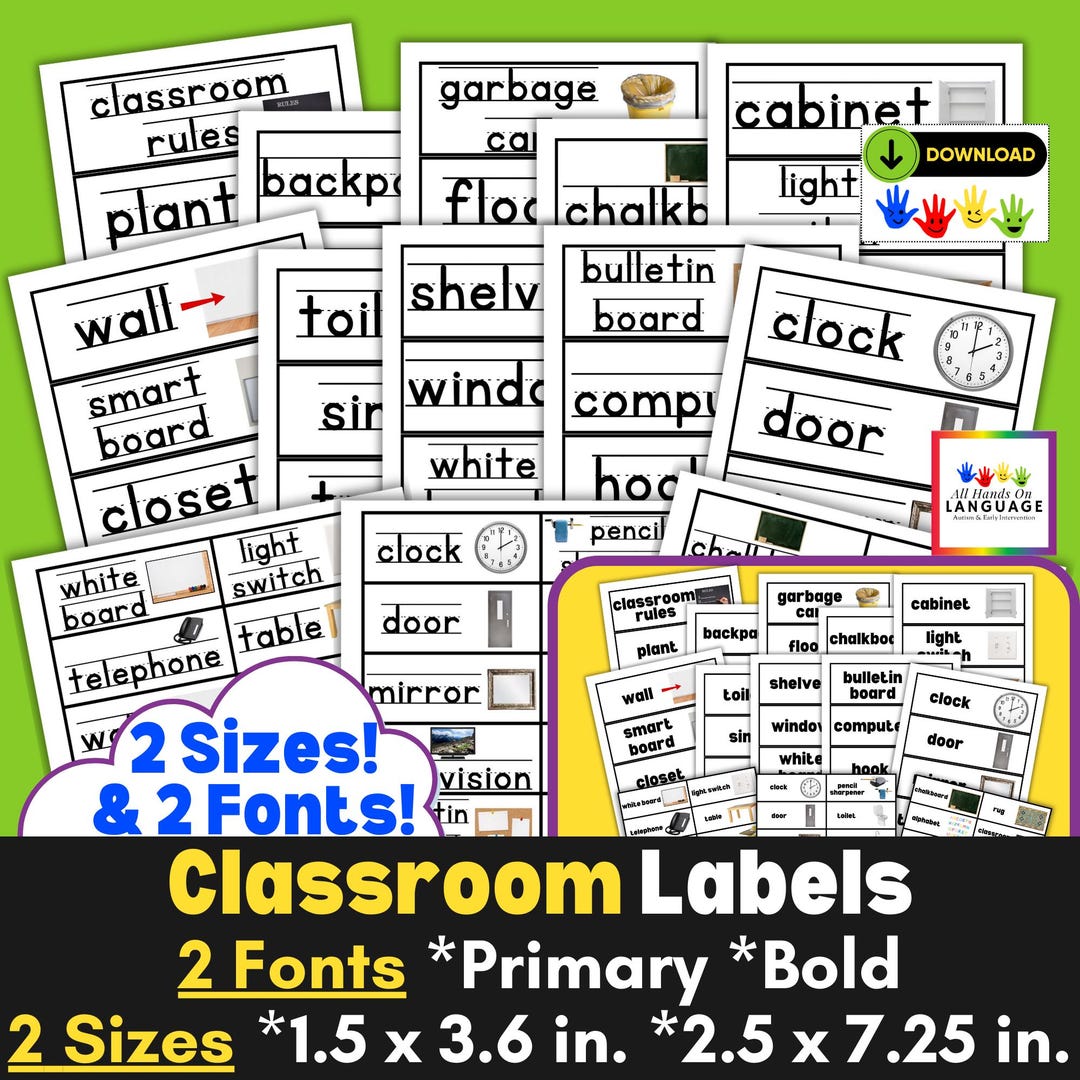 Classroom Vocabulary Labels: Autism & ESOL Learning (PDF Printable, 2 ...