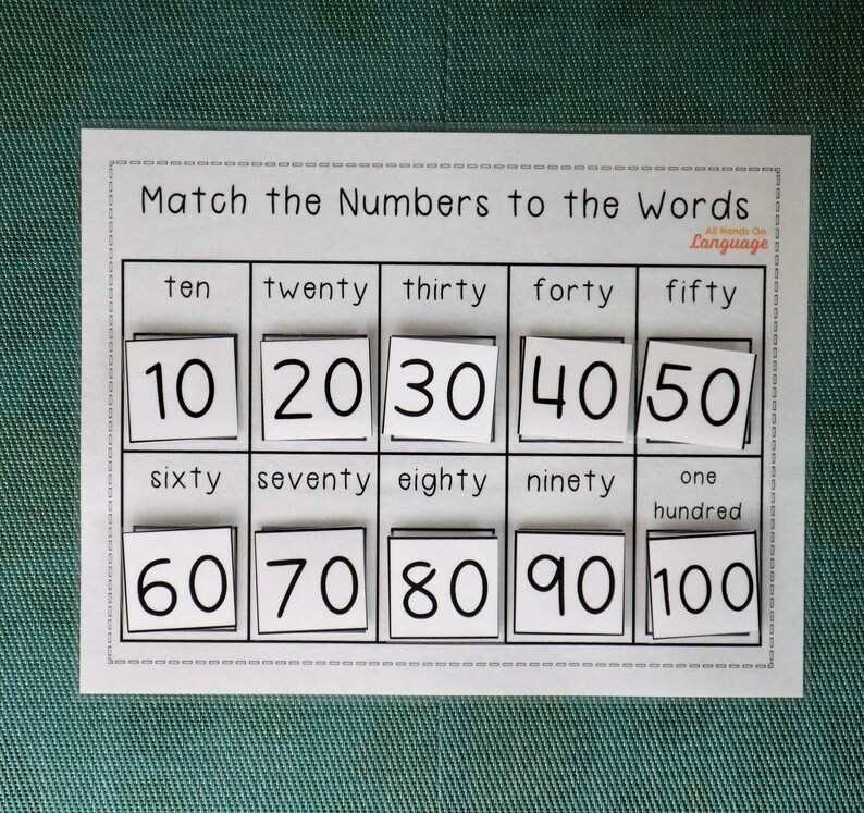 Numbers 10-100 Match the Numbers to the Words Activity Skip - Etsy