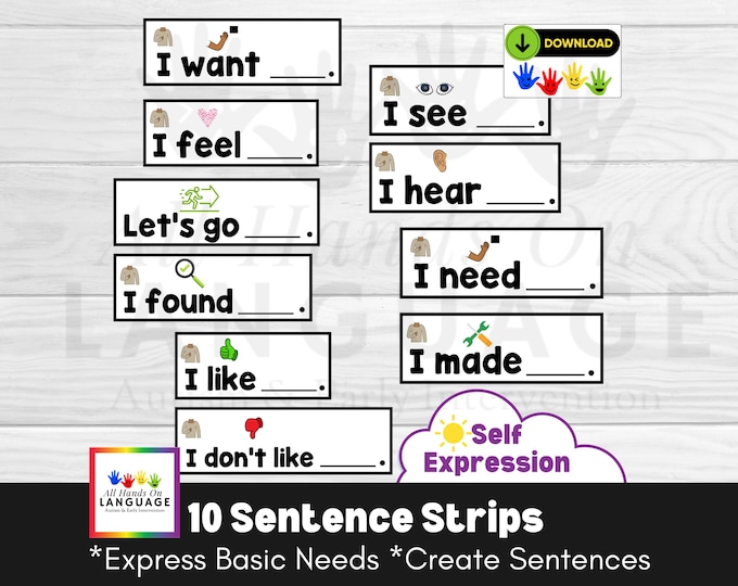 Sentence Strips i Want Please and Blank Communication Digital Download ...