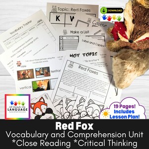 Red Fox Comprehension Unit, Cause + Effect, Critical Thinking, and ...