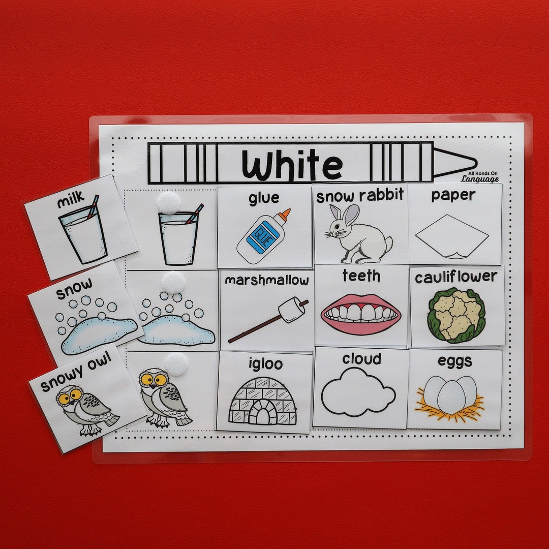 White Object Matching Activity, Match and Name the White Colored ...