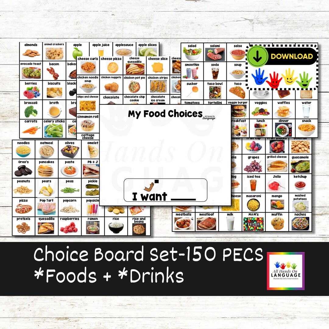 Choice Board With 150 Food and Drink Photograph Choice Cards, my Food ...