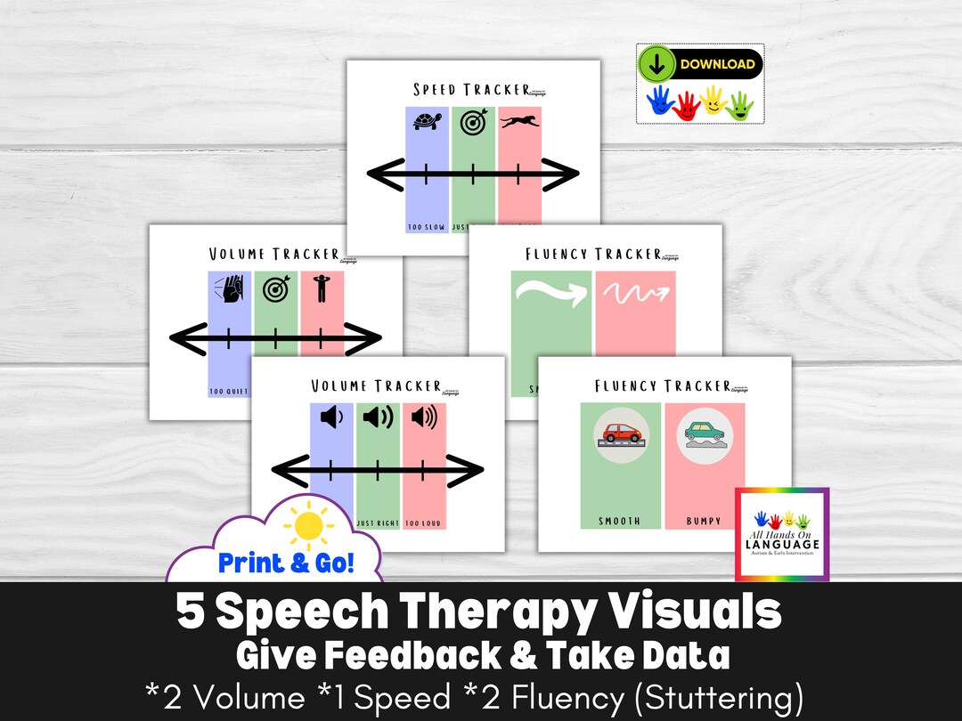 Speech Therapy Visuals for Volume, Speed, and Fluency, 5 Simple ...