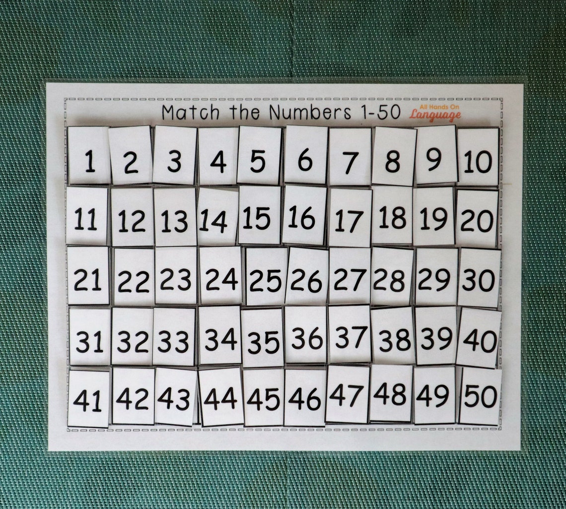 Numbers 1-50 Match Number to Number Activity Count to 50 | Etsy