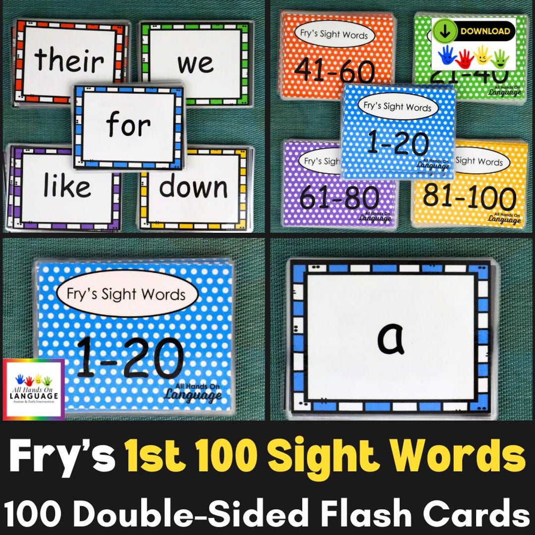 Fry's First 100 Sight Words on Double-sided Flash Cards, Size 4 by 5 ...