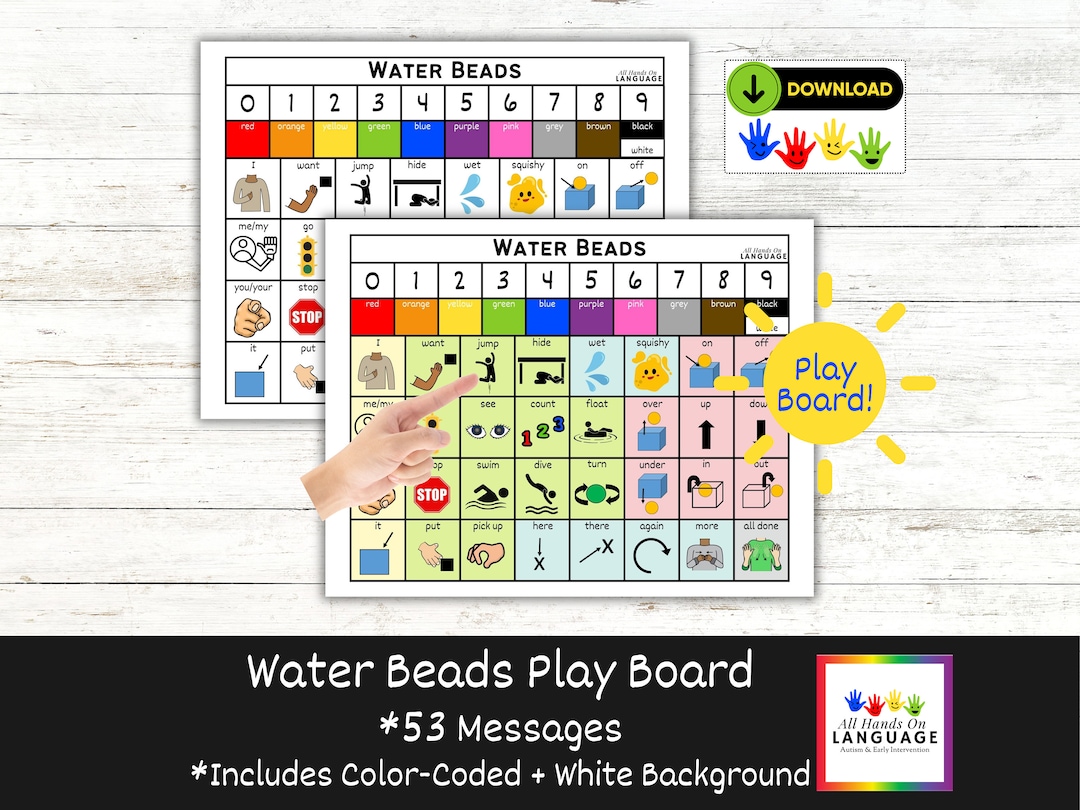 Water Bead Play Board-53, Color Coded White Background, Aided-language ...