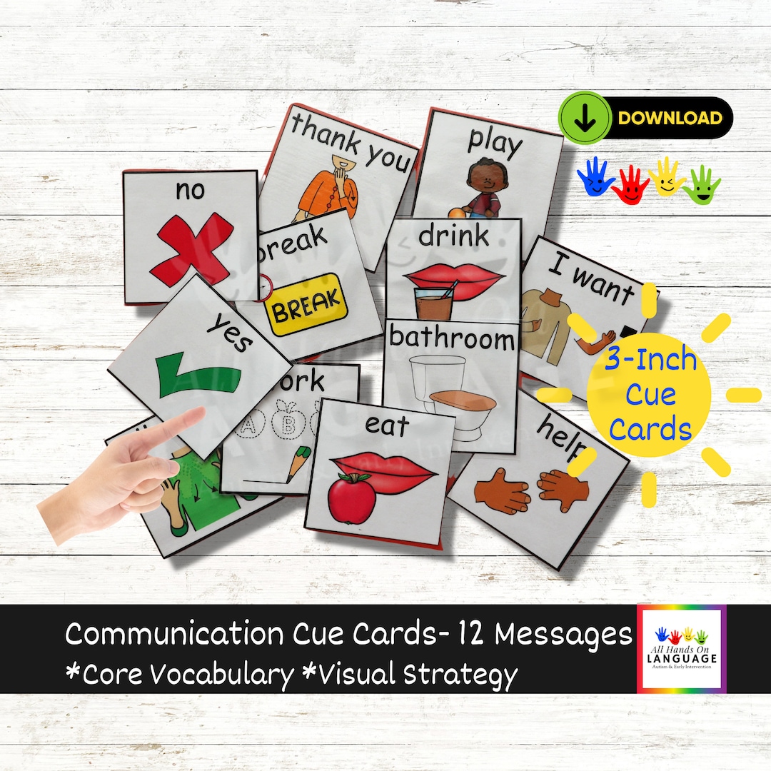 Communication Cue Cards 12 Core Vocabulary Messages 3 Inch - Etsy