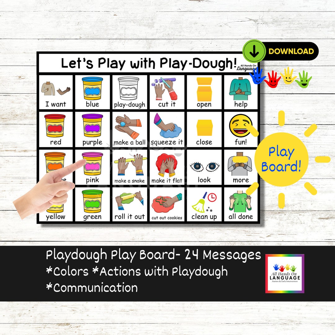 Play Dough Communication Board, Aided Language, AAC, ASL, Non Verbal ...