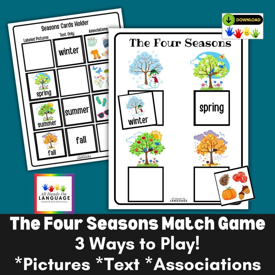 Four Seasons Matching Activity: Autism Learning Game (PDF Printable) - Etsy