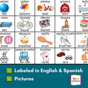 Bilingual Choice Board: 180 Spanish/english Activity & Object Cards ...