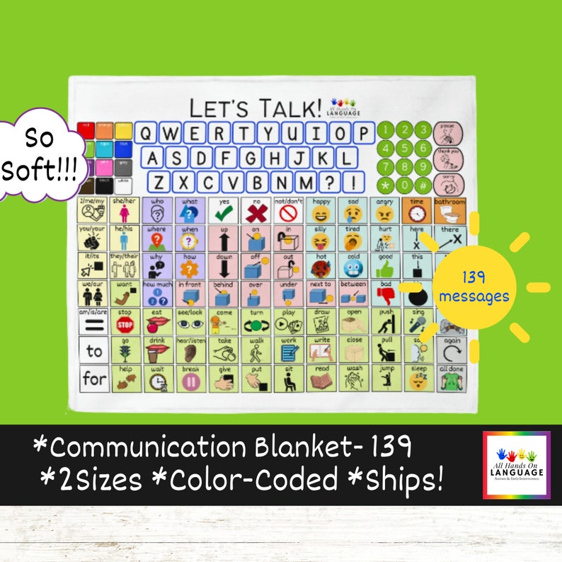 Communication Board Blanket Let's Talk 139 Messages on a - Etsy