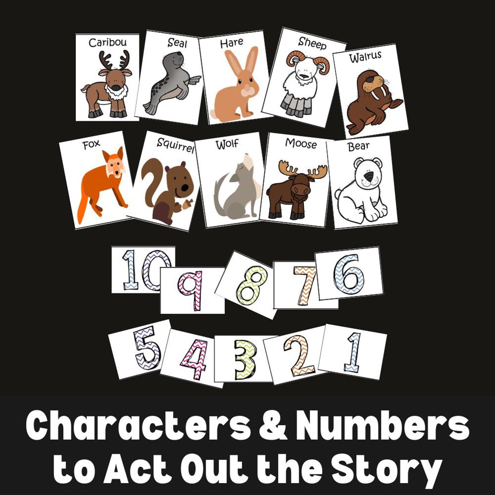 Ten on the Sled Story Props: Winter Animals & Number Cards, Plus ...