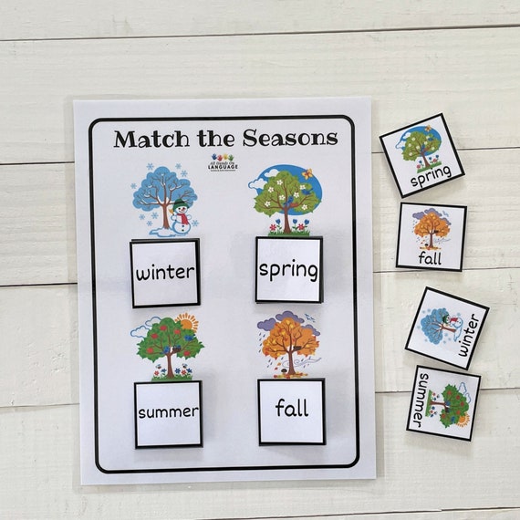 4 Seasons Matching Worksheet Four Seasons Matching Activity, Match The