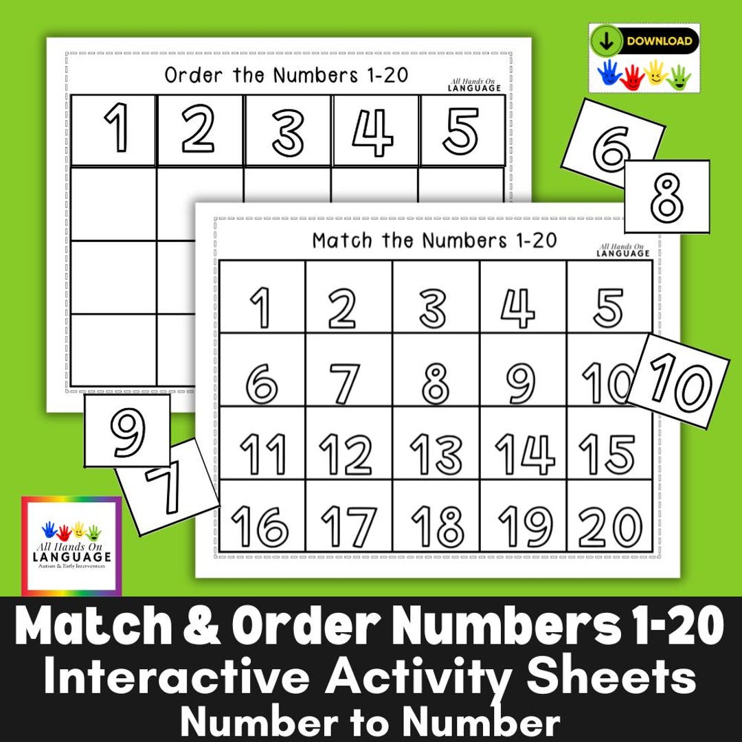 Match and Order Numbers 1-20 Activity: Autism & Preschool (PDF ...