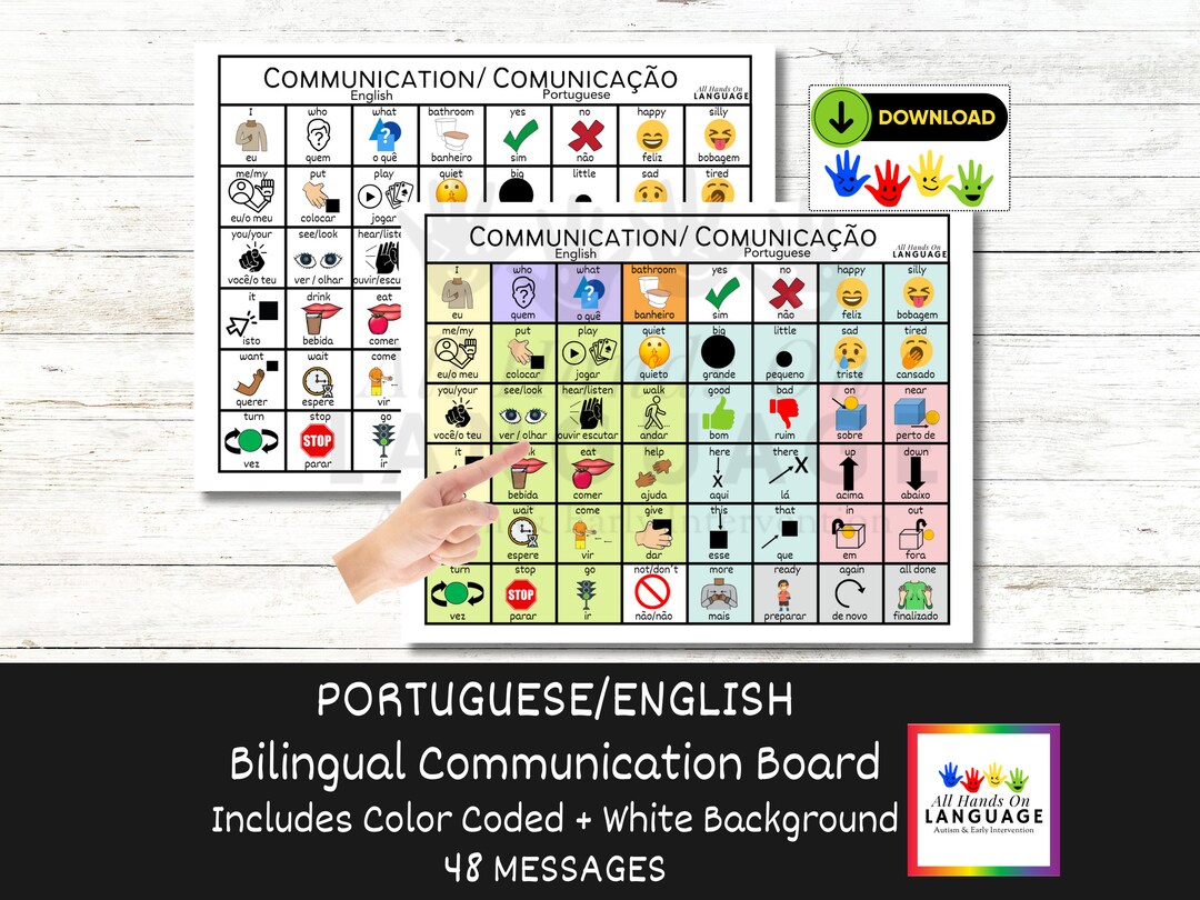 Bilingual Portuguese English Communication Board 48 - Etsy