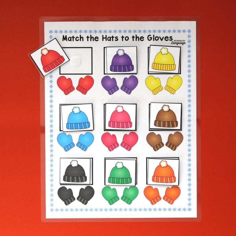Color Matching Game: Hats and Gloves - Winter Activity (printable PDF ...