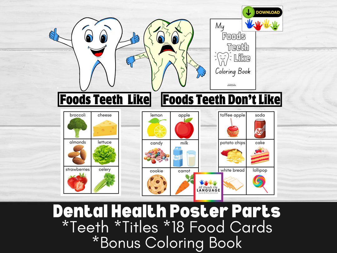 Dental Health Make-a-poster: Food, Titles, Teeth & Coloring Book ...
