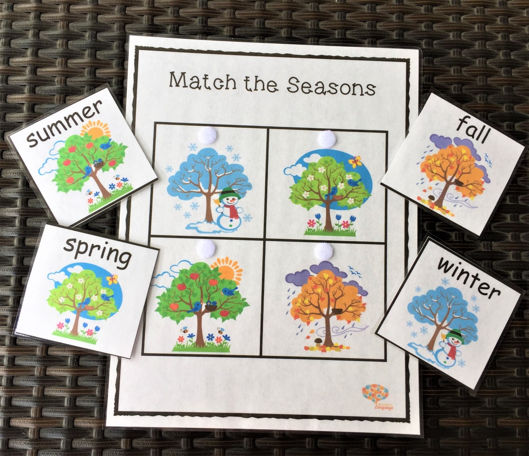 Four Seasons Matching Activity Match the 4 Labeled and - Etsy