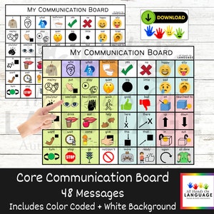 AAC Communication Board Bundle: Core Vocabulary Cue Cards & Boards (PDF ...