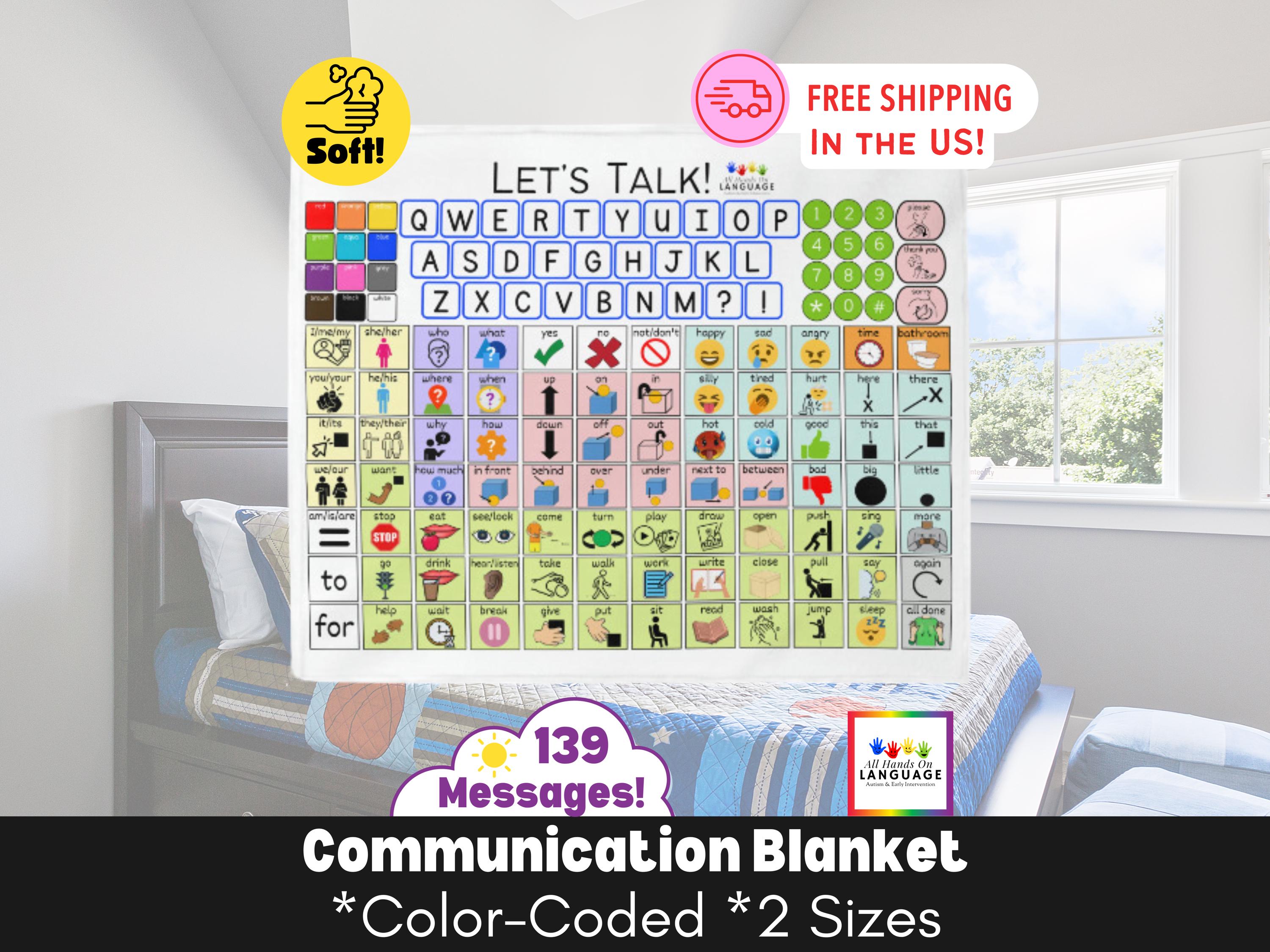 AAC Communication Board Blanket: Plush Velveteen, 139 Messages - Etsy