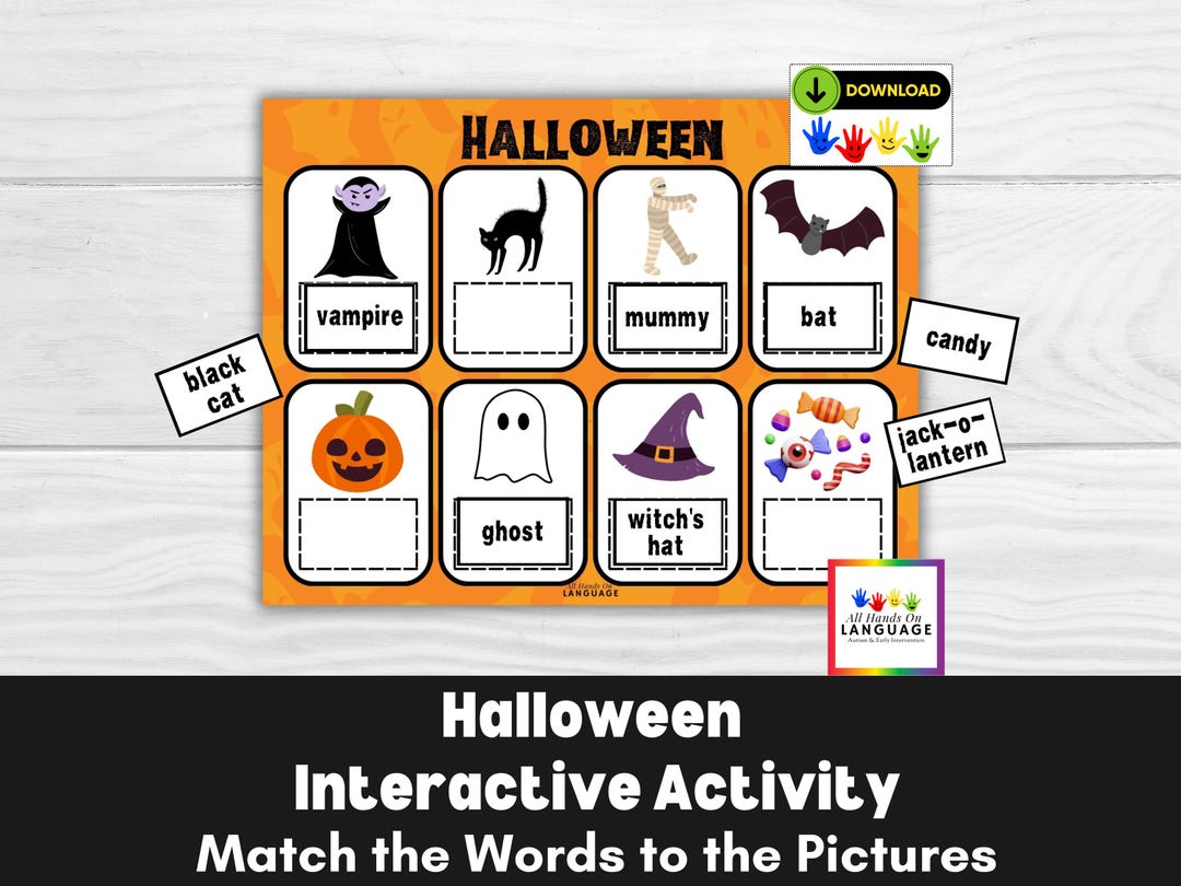Halloween Match-the-word Activity Sheet | Interactive Learning Fun ...