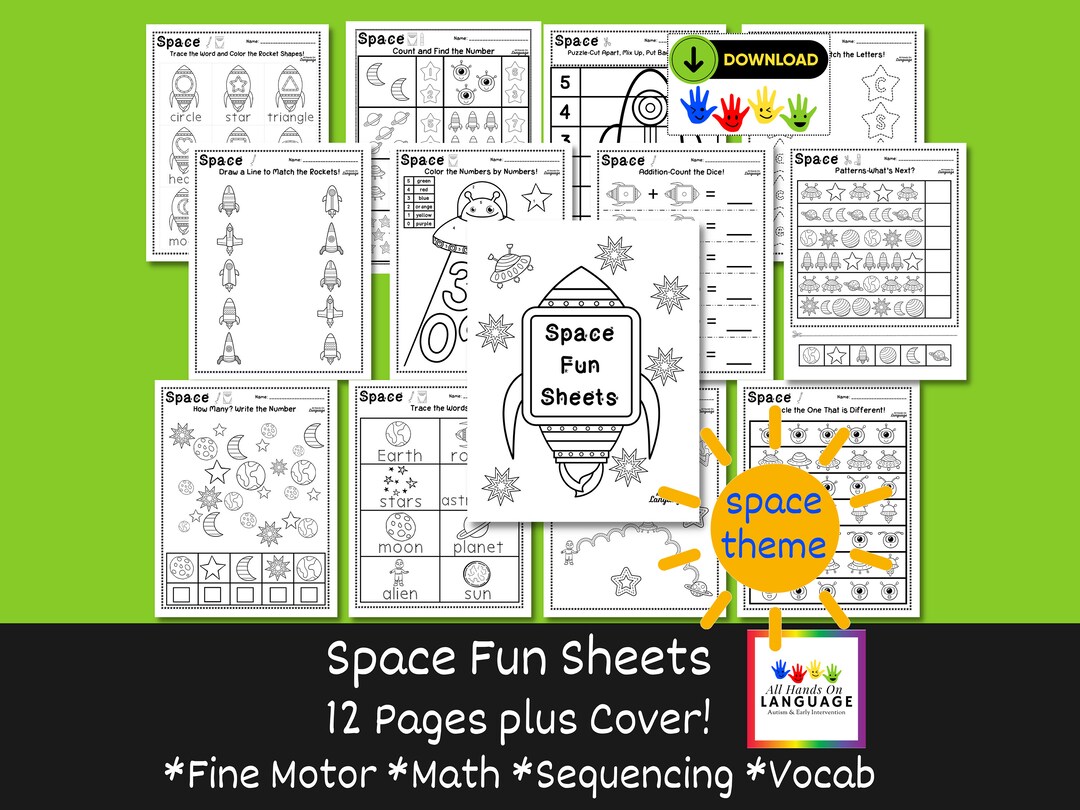 Space Themed Preschool Kindergarten Skills Worksheets With Letters ...