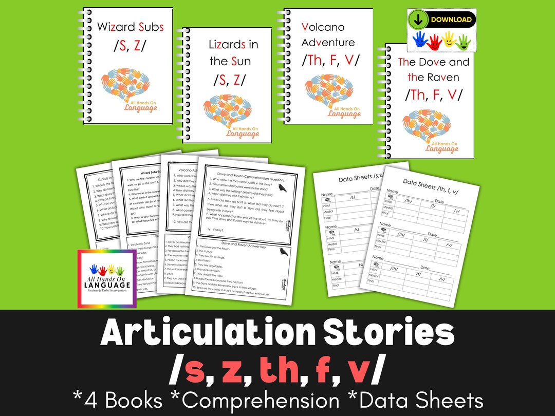 Articulation Stories, Fricatives /s,z/+ /th, F, V/ 4 Books Plus ...