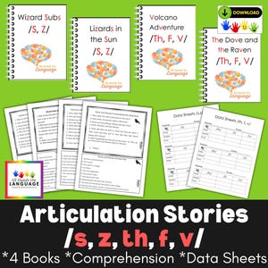 Articulation Stories, Fricatives /s,z/+ /th, F, V/ 4 Books Plus ...