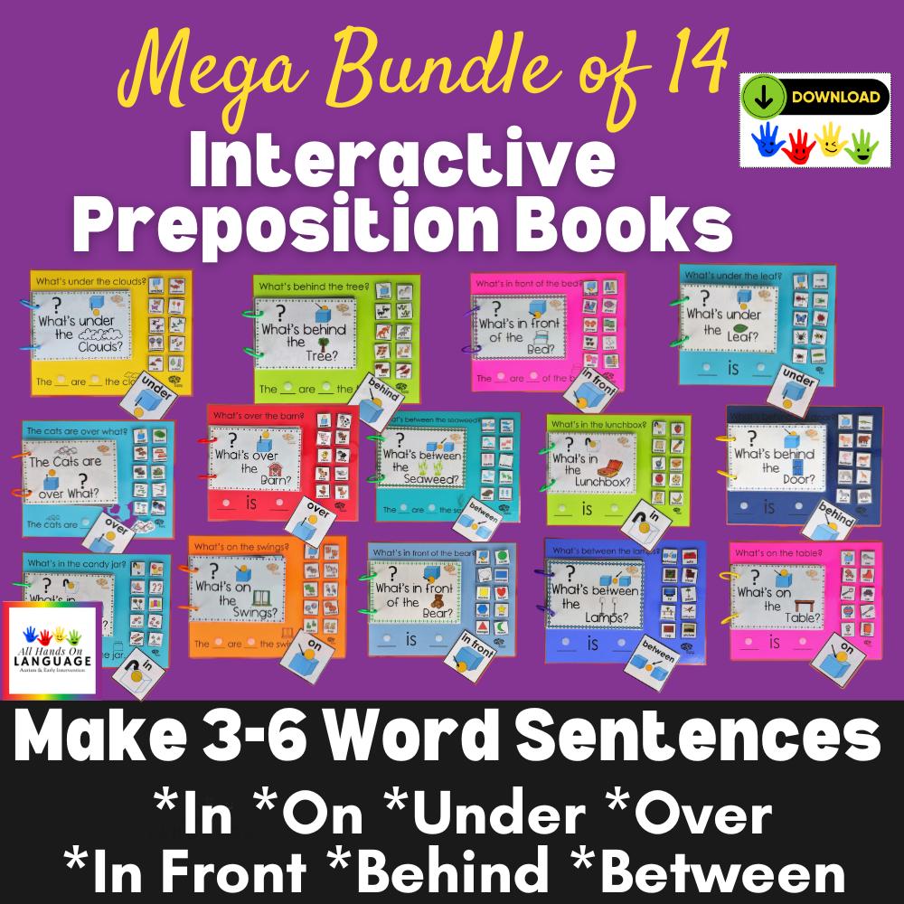 Preposition Interactive Books Bundle: Sentence Building, Speech Therapy ...
