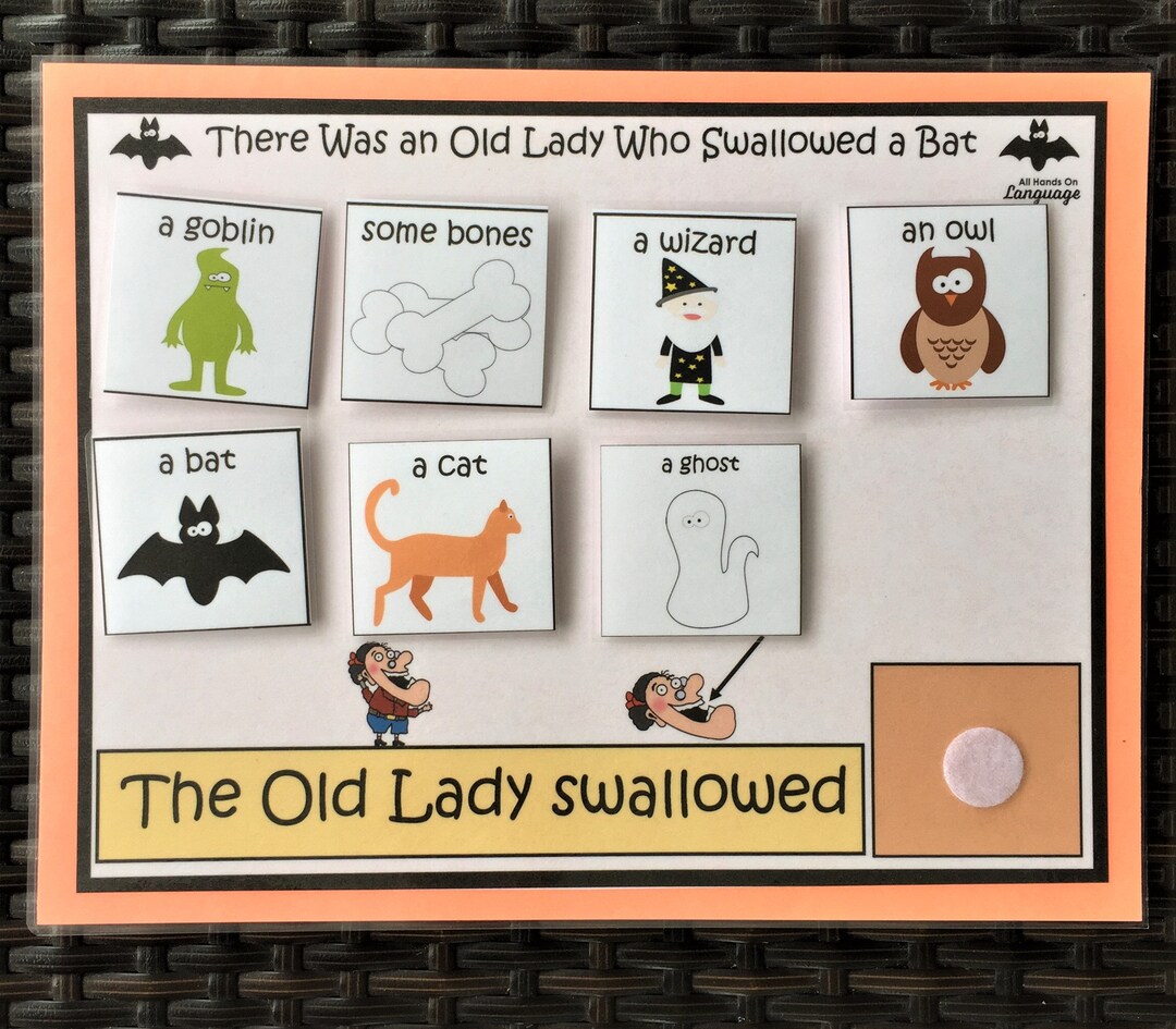 Old Lady Who Swallowed a Bat Story Companion Activities, Sentence ...