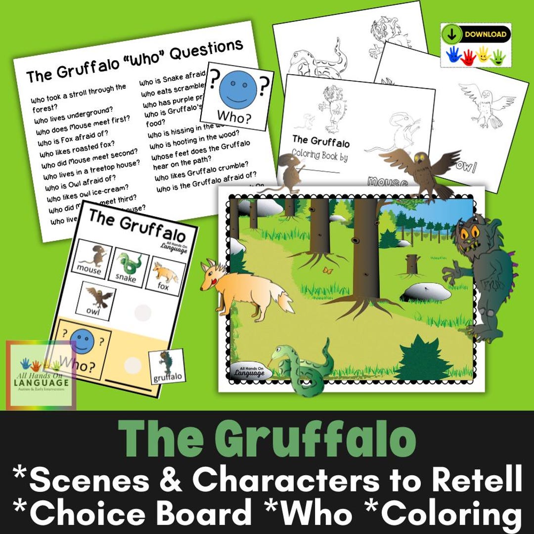 The Gruffalo Story Companion Set: Comprehension, Retelling & Coloring ...