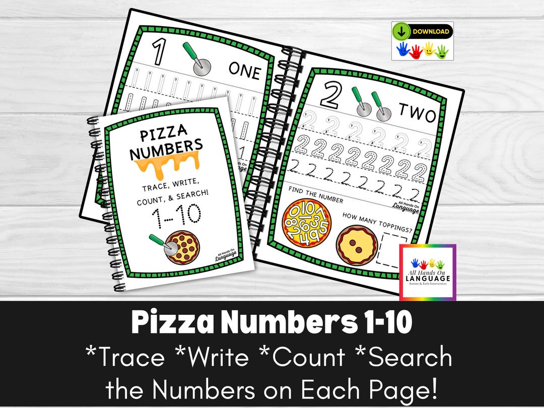 Pizza Themed Numbers 1-10 Workbook | Activities to Trace, Find, Count ...
