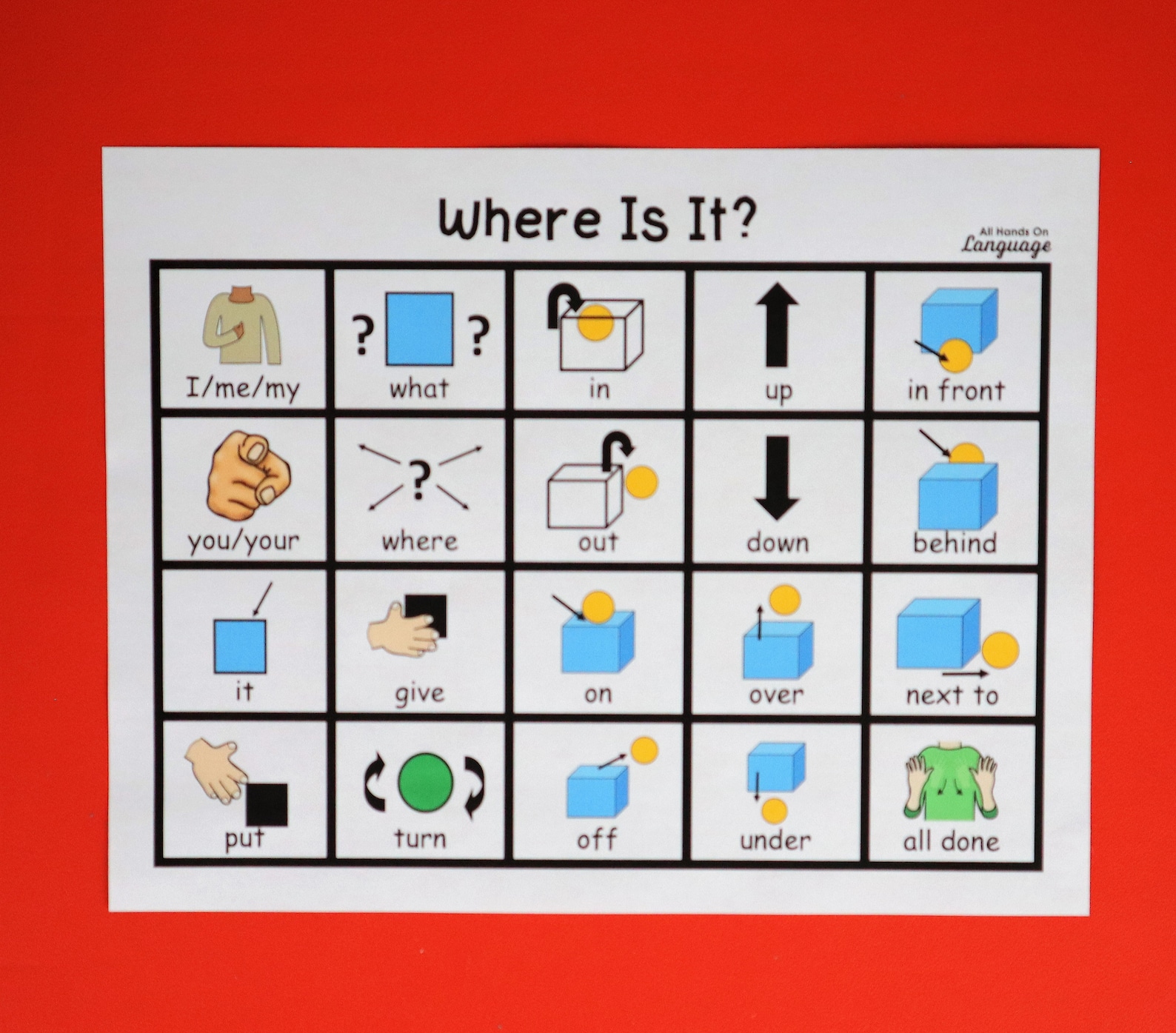 Preposition Modeling and Communication Board 20 | Etsy