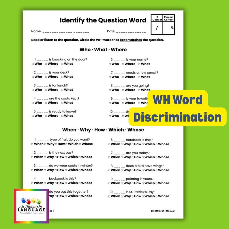 Wh-questions No Prep Packet | Who What Where When Why How Which Whose ...