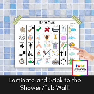 Bath Time Communication Board, Aided Language, AAC, ASL, Non Verbal ...