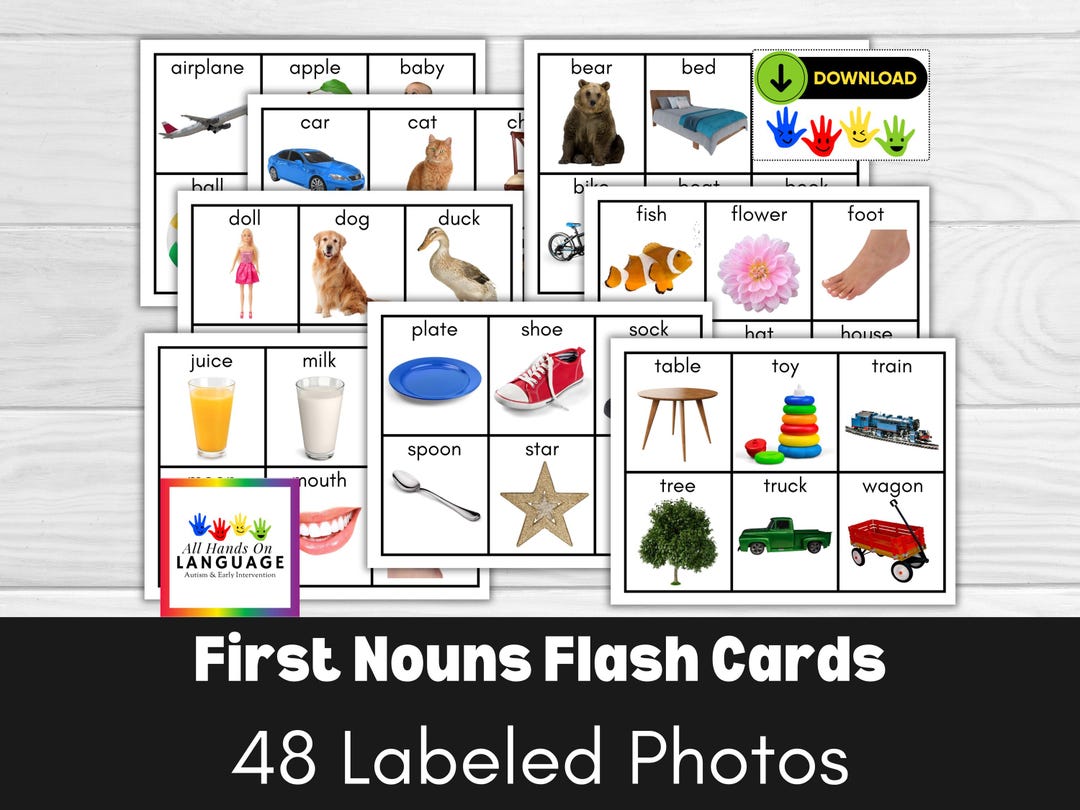 48 First Nouns Photo Flash Cards, Common Objects in Early Childhood ...