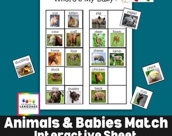 Animal Mom and Baby Matching Game | Toddler & Preschool Printable ...