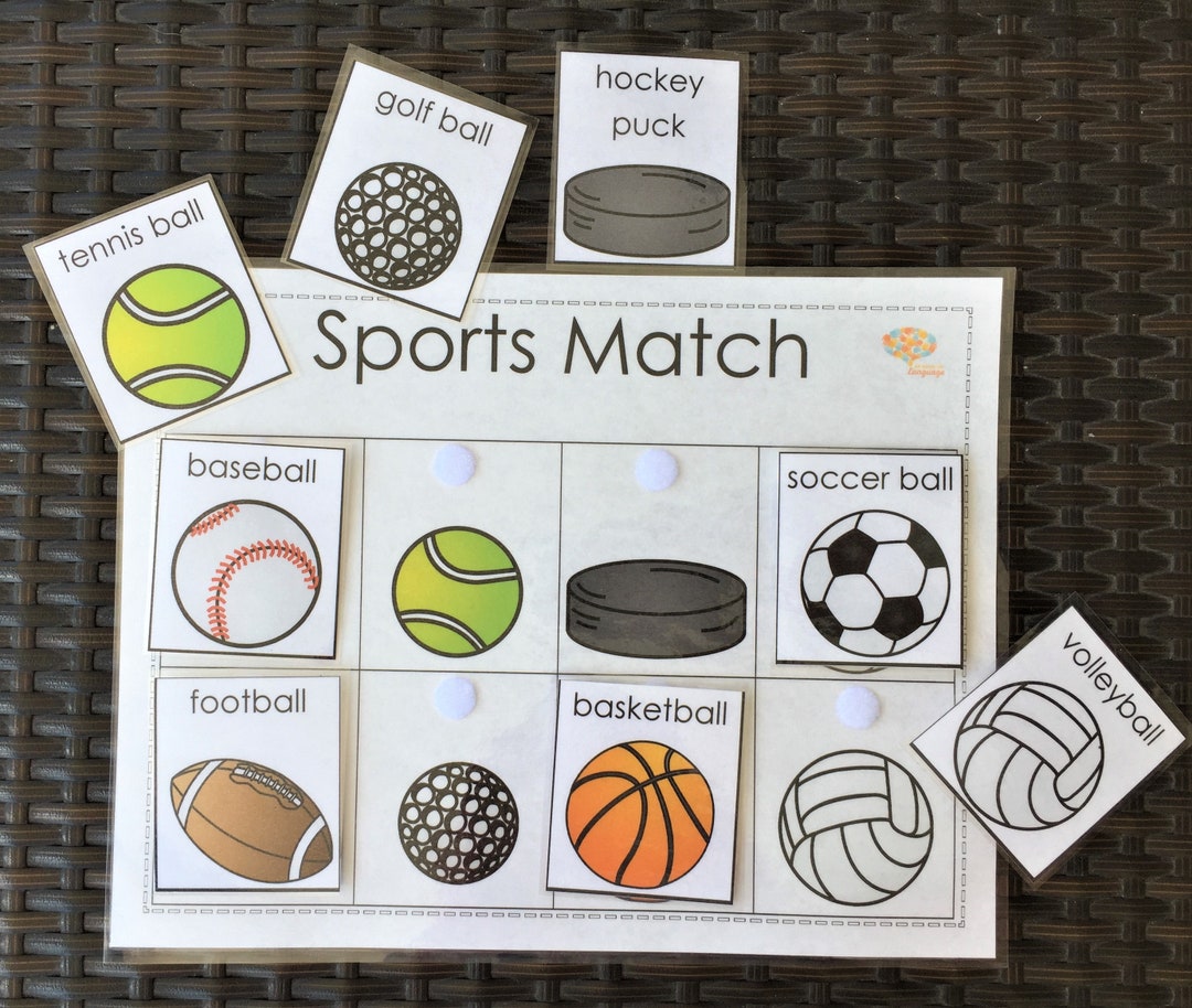Pre-made Sports Match Activity Match 8 Labeled Sports Balls - Etsy