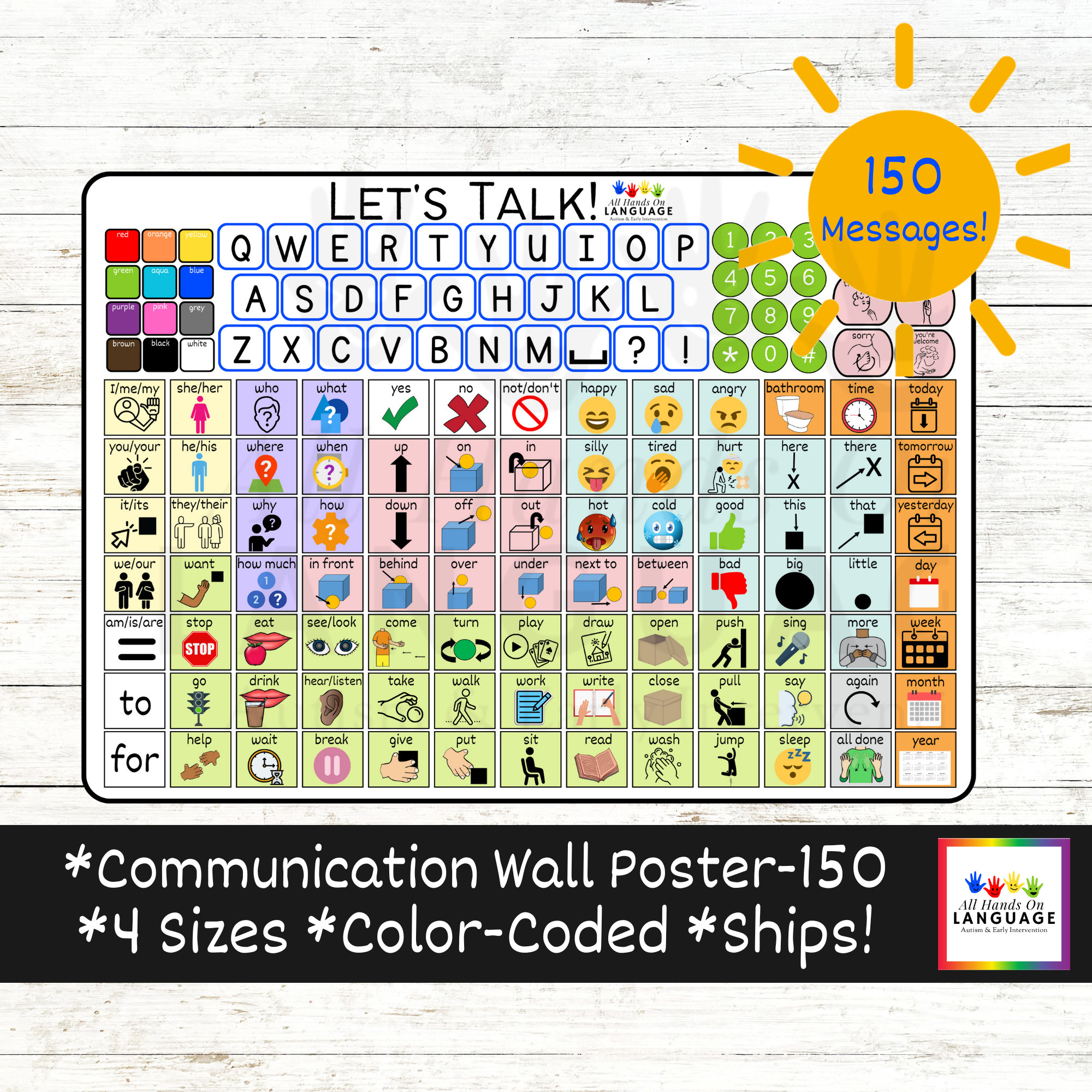 Communication Board Wall Poster Let's Talk 150 Messages - Etsy UK